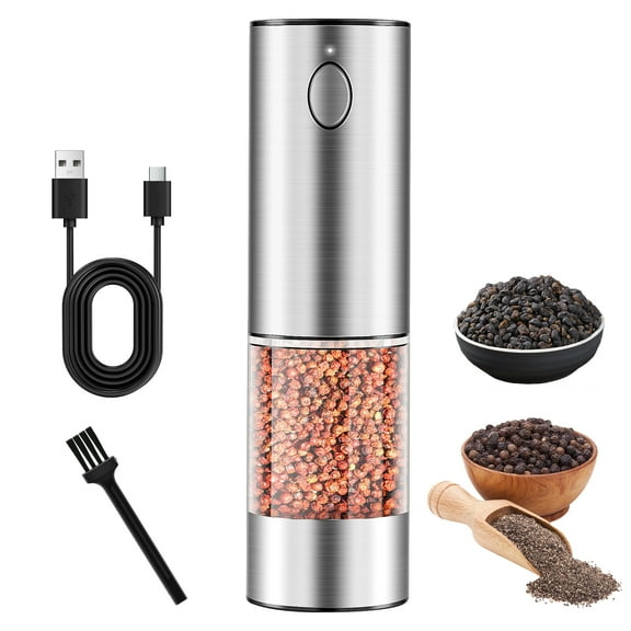Electric Salt and Pepper Grinder Set & Shakers, 240ML Largest Capacity Automatic Mill with 4 ...