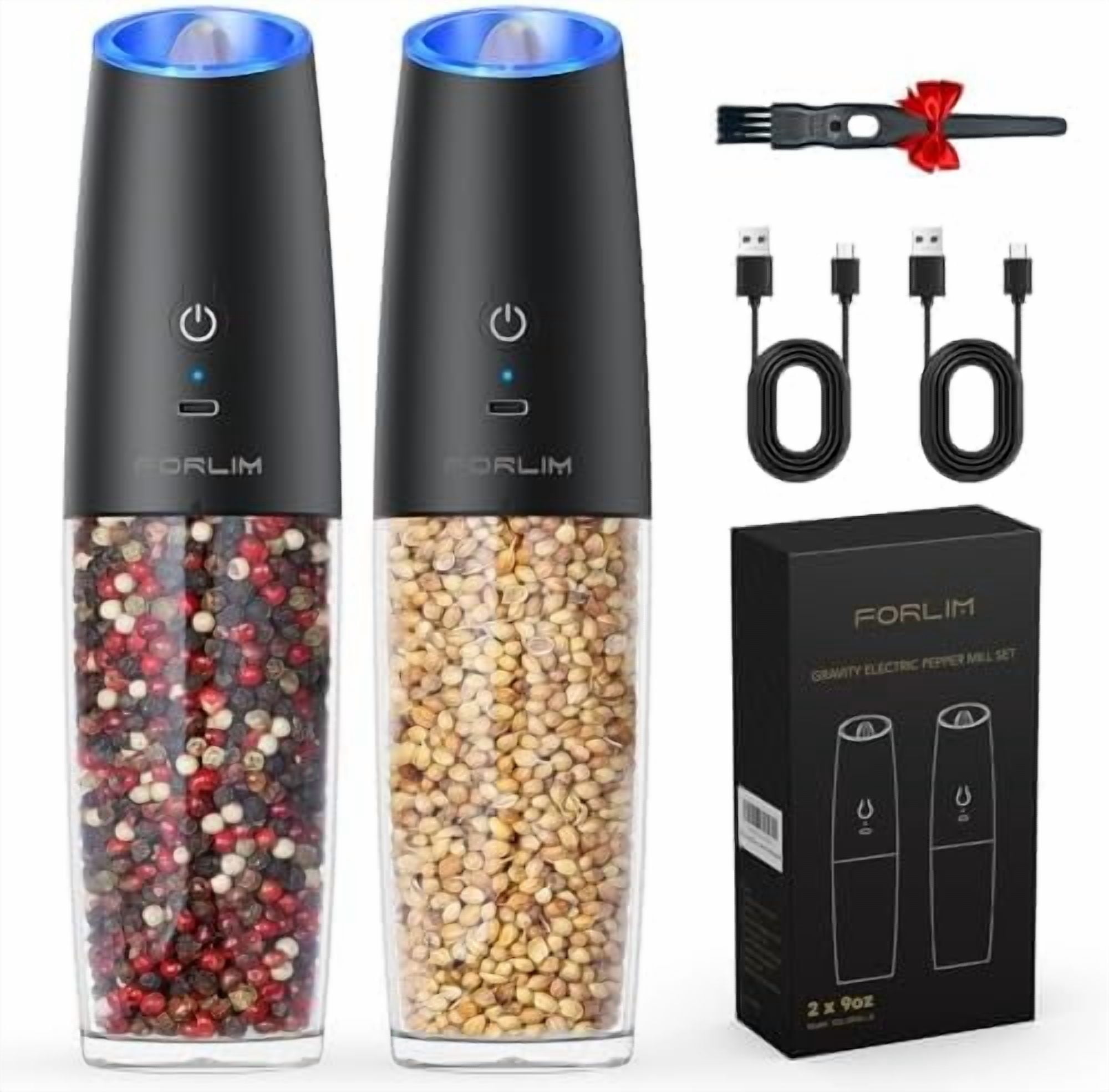 Electric Salt and Pepper Grinder Set, Upgraded 9 Oz Capacity Refillable ...