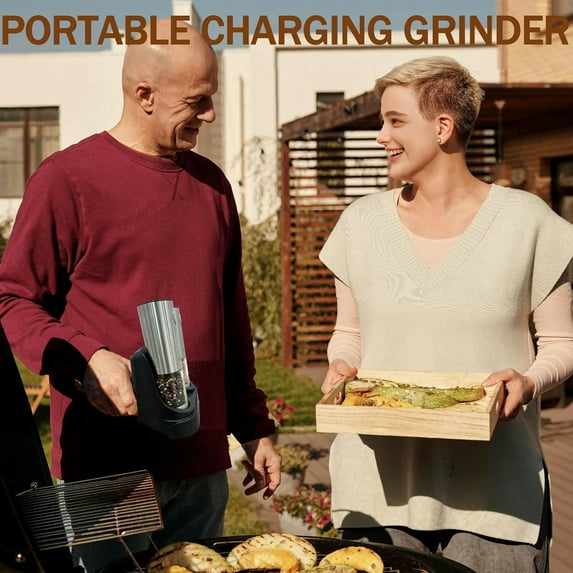 Electric Salt and Pepper Grinder Set Upgraded Stainless Steel Spice ...