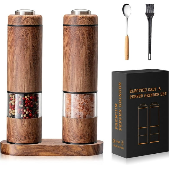 Electric Salt an Pepper Griner Set, Automatic Set with Woo Base ...