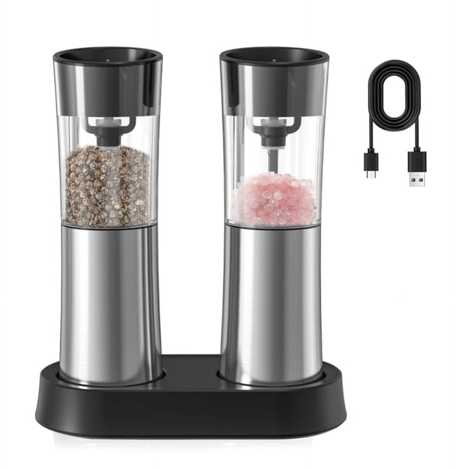 Electric Salt and Pepper Grinder Set Rechargeable Automatic Grinder ...