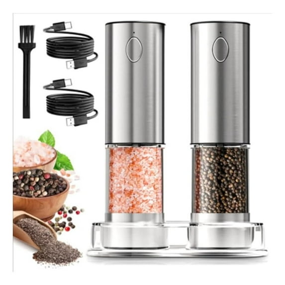 Electric Salt and Pepper Grinder Set – Rechargeable & Battery Operated ...