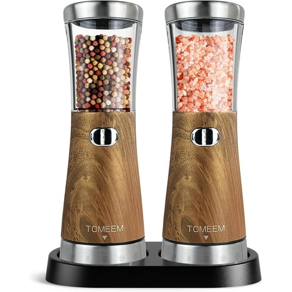 Electric Salt and Pepper Grinder Set – Rechargeable with LED Power ...