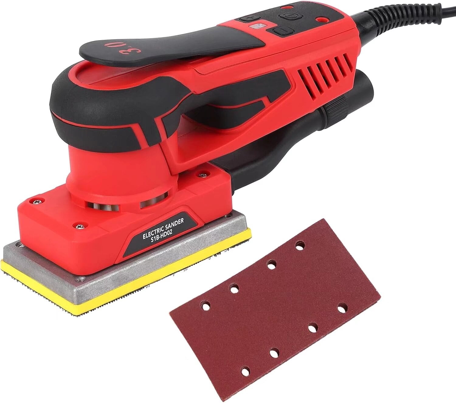 Electric Sander with 12 Sandpaper Sheets, 350W High Pressure Brushless ...