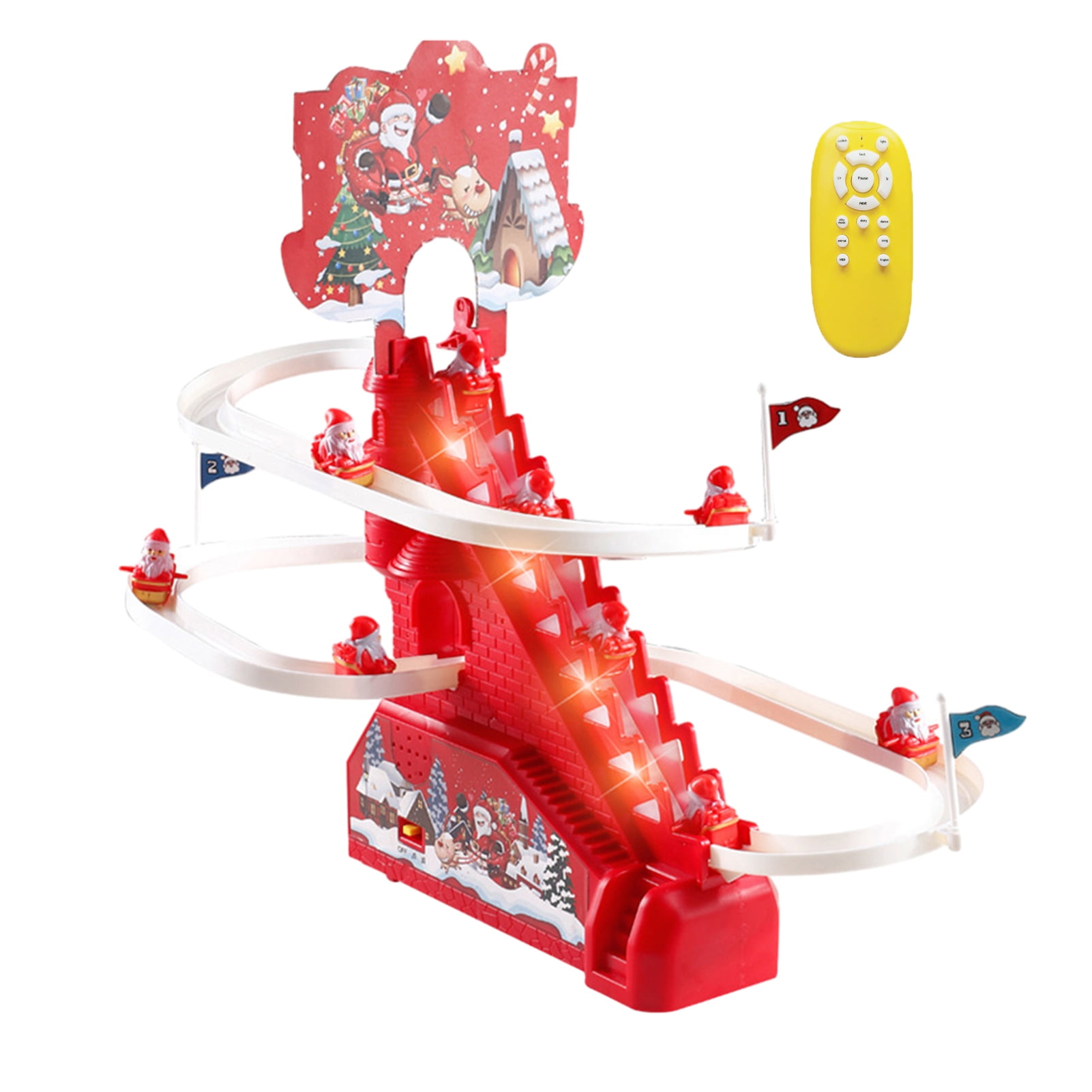 Electric Santa Climbing Track Toy with Remote Control - LED Lights ...