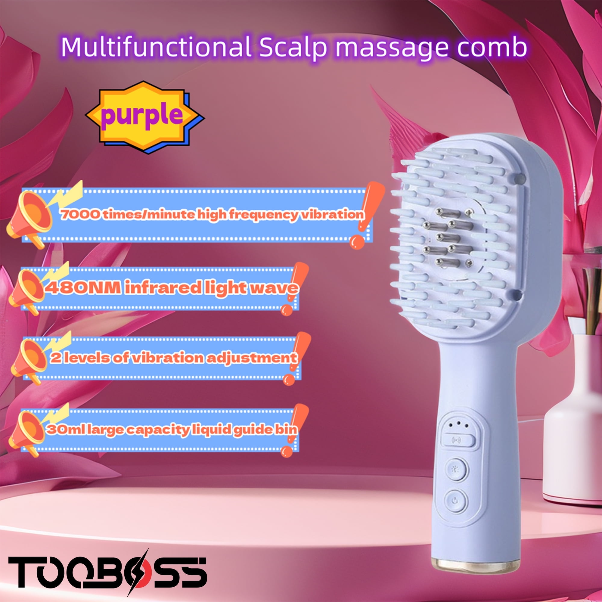 Electric Scalp Massager Comb,Red Light Therapy Hair Oil Applicator ...