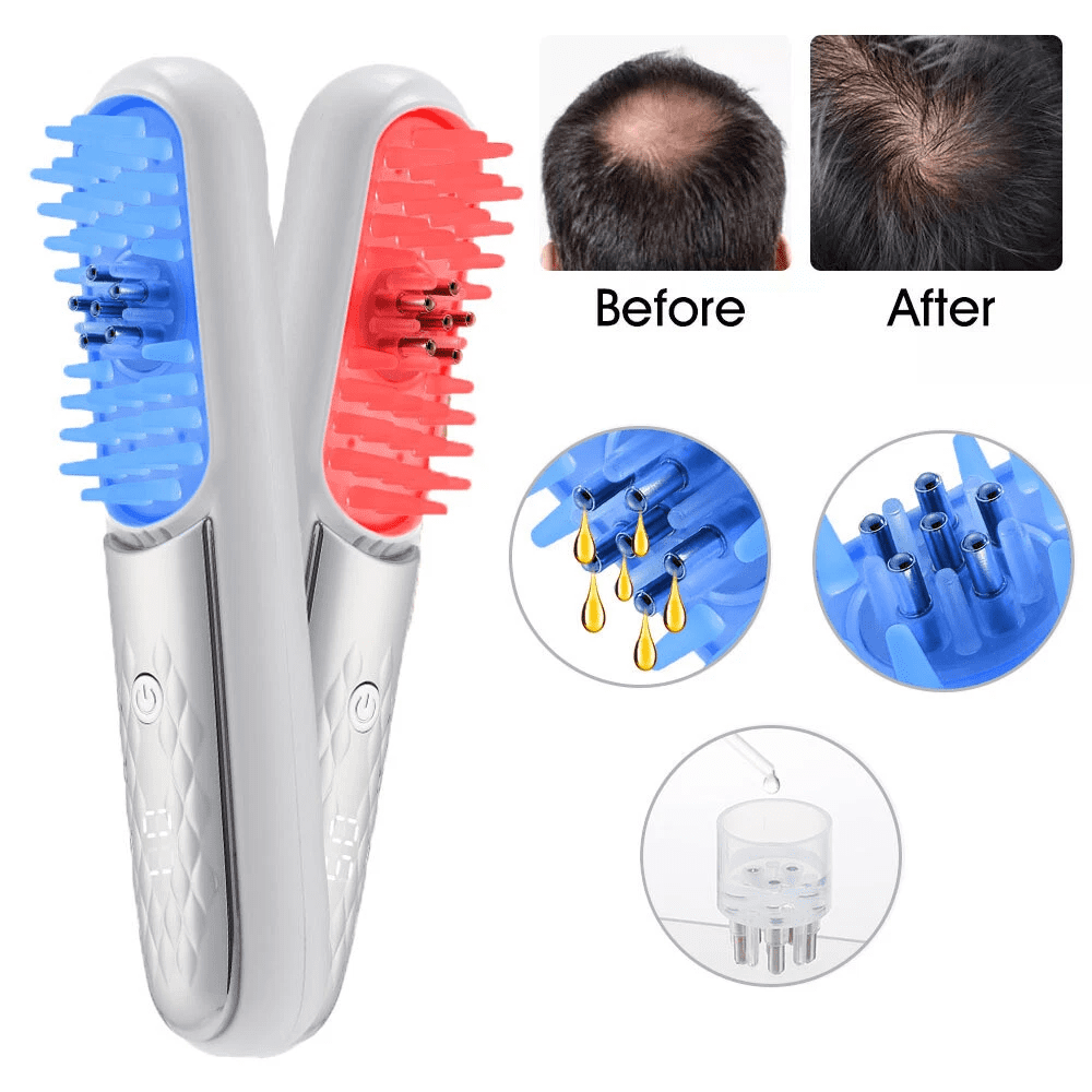 Electric Scalp Massager Comb with Red & Blue Light Therapy, Vibration ...