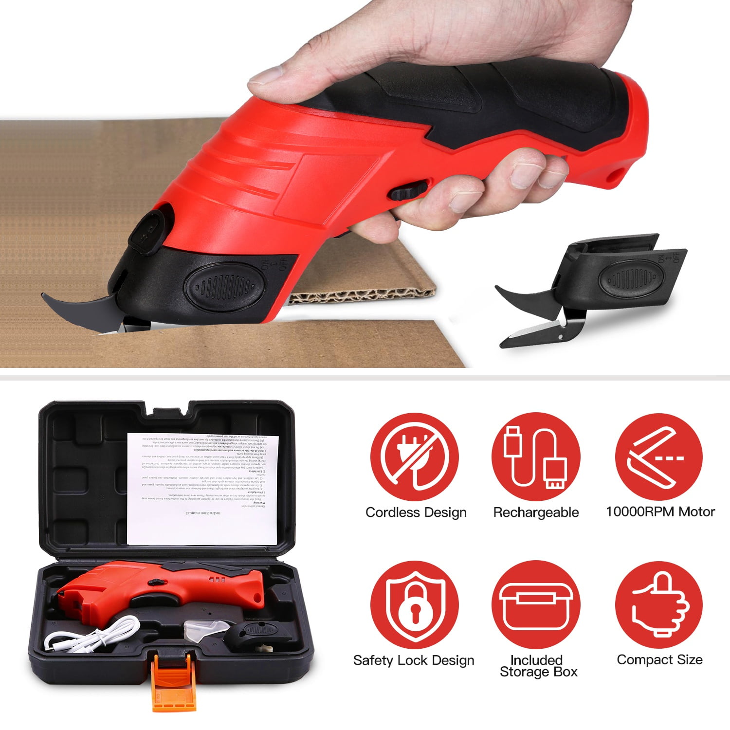 Electric Scissors, iMounTEK Cordless Electric Scissors with 2 Blades ...