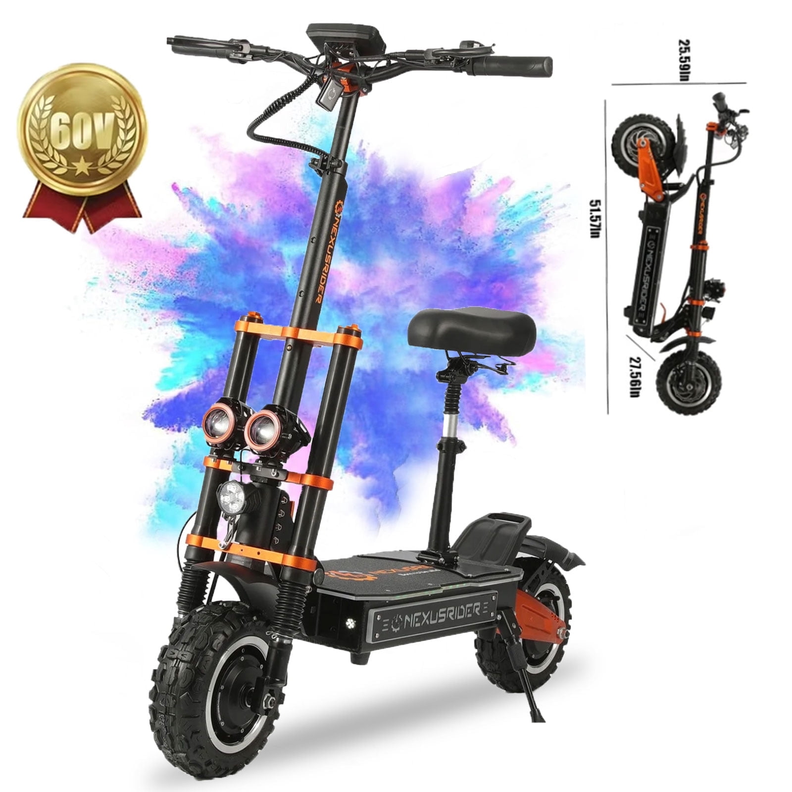 Electric Scooter Adult 6000W Brushless Motor Up to 52 MPH, 60V 35Ah ...