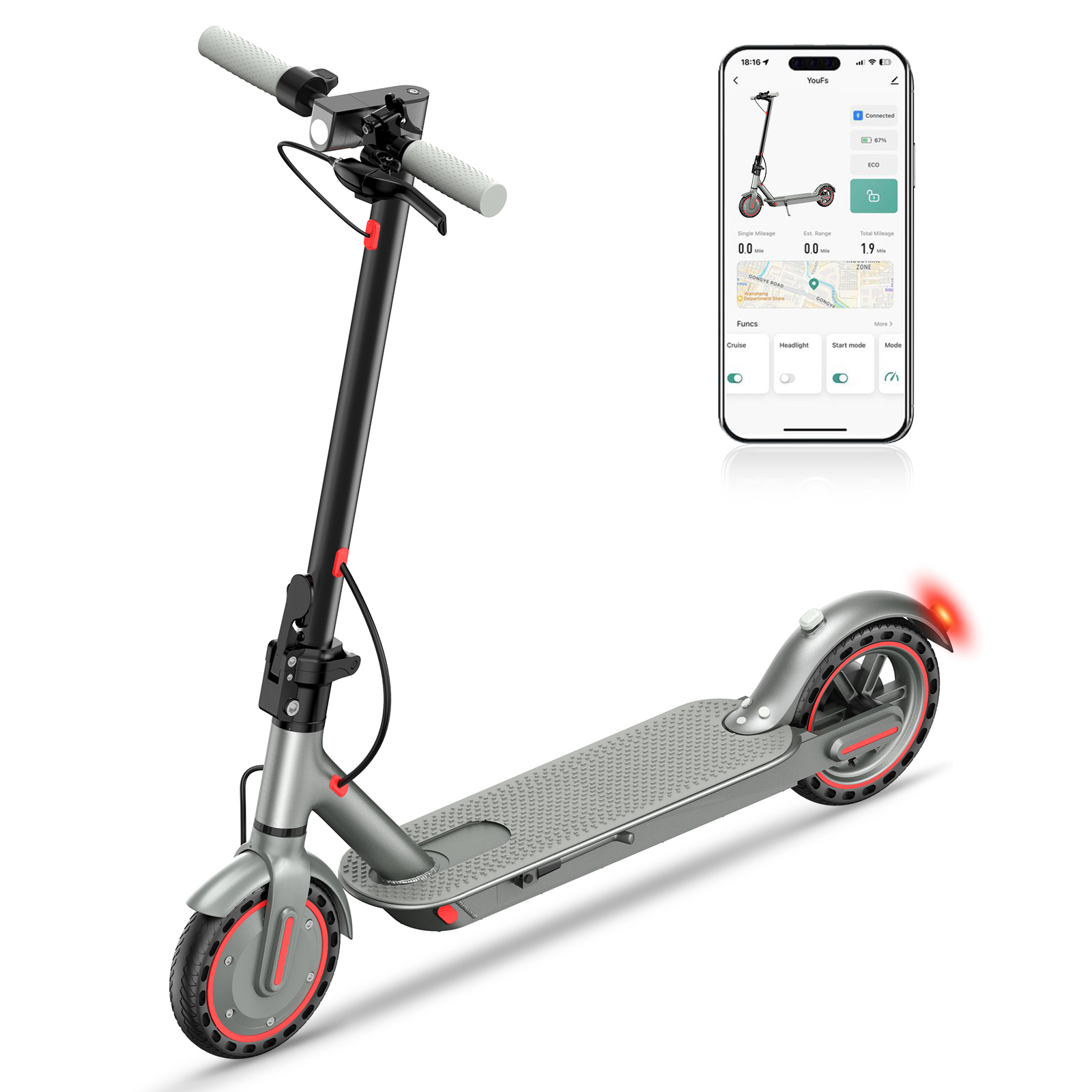 Electric Scooter for Adults, 350W motor 19MPH & 15Miles Range Portable ...