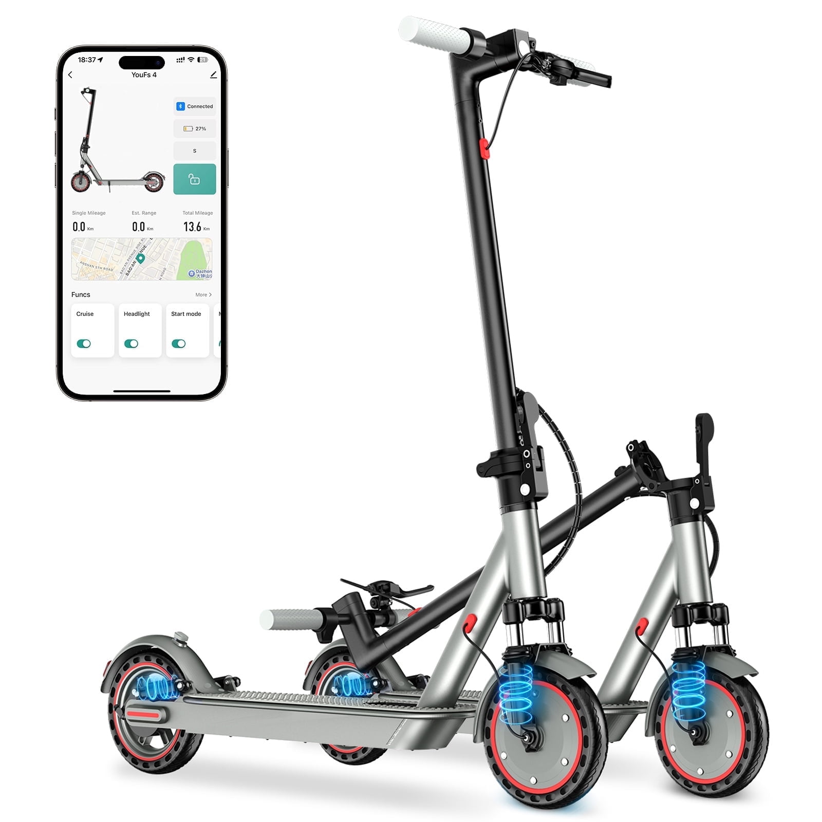 Electric Scooter for Adults with Dual Suspension, 350W Motor & Top 19 ...