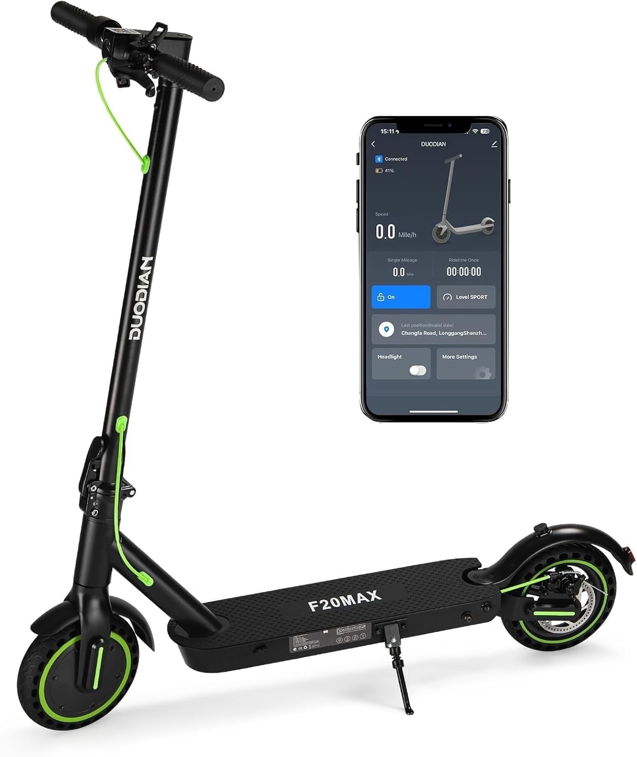 DuoDian, Electric Scooter Adults, 350W Motor, Folding Commuter, Green ...