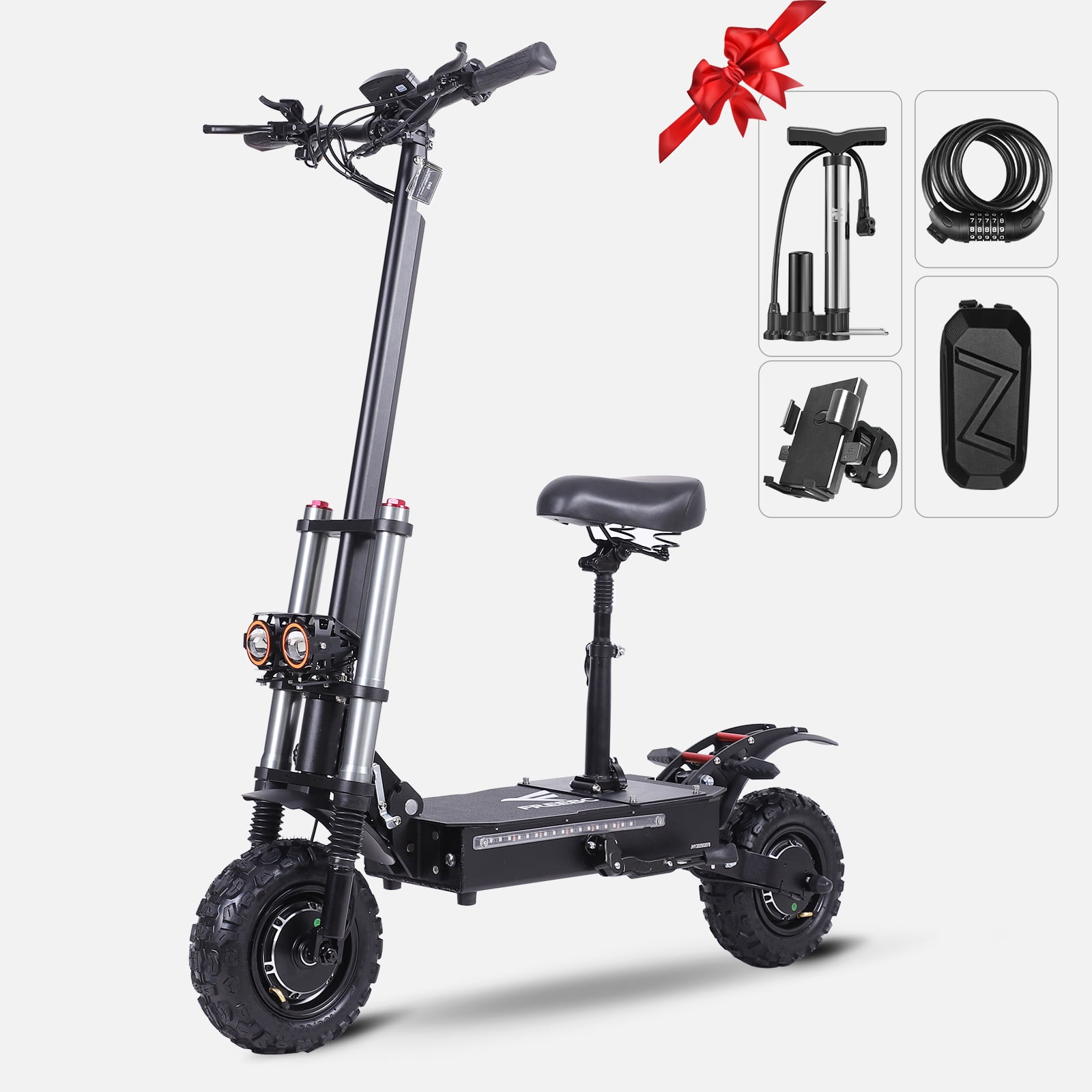 FREEBOY Foldable Adult Electric Scooter with Seat, 6000W Motor, 50 mph ...