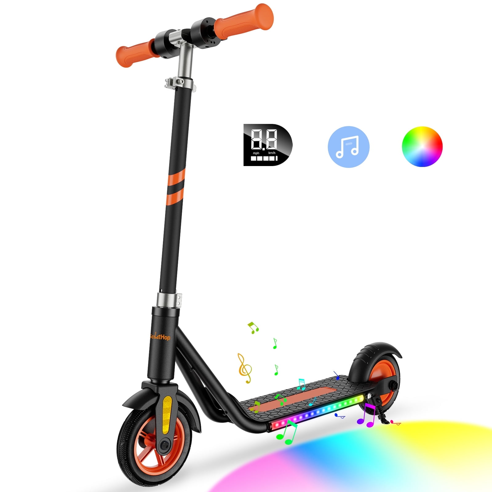 Scoothop Electric Scooter with Led Display, Colorful Lights, Bluetooth ...