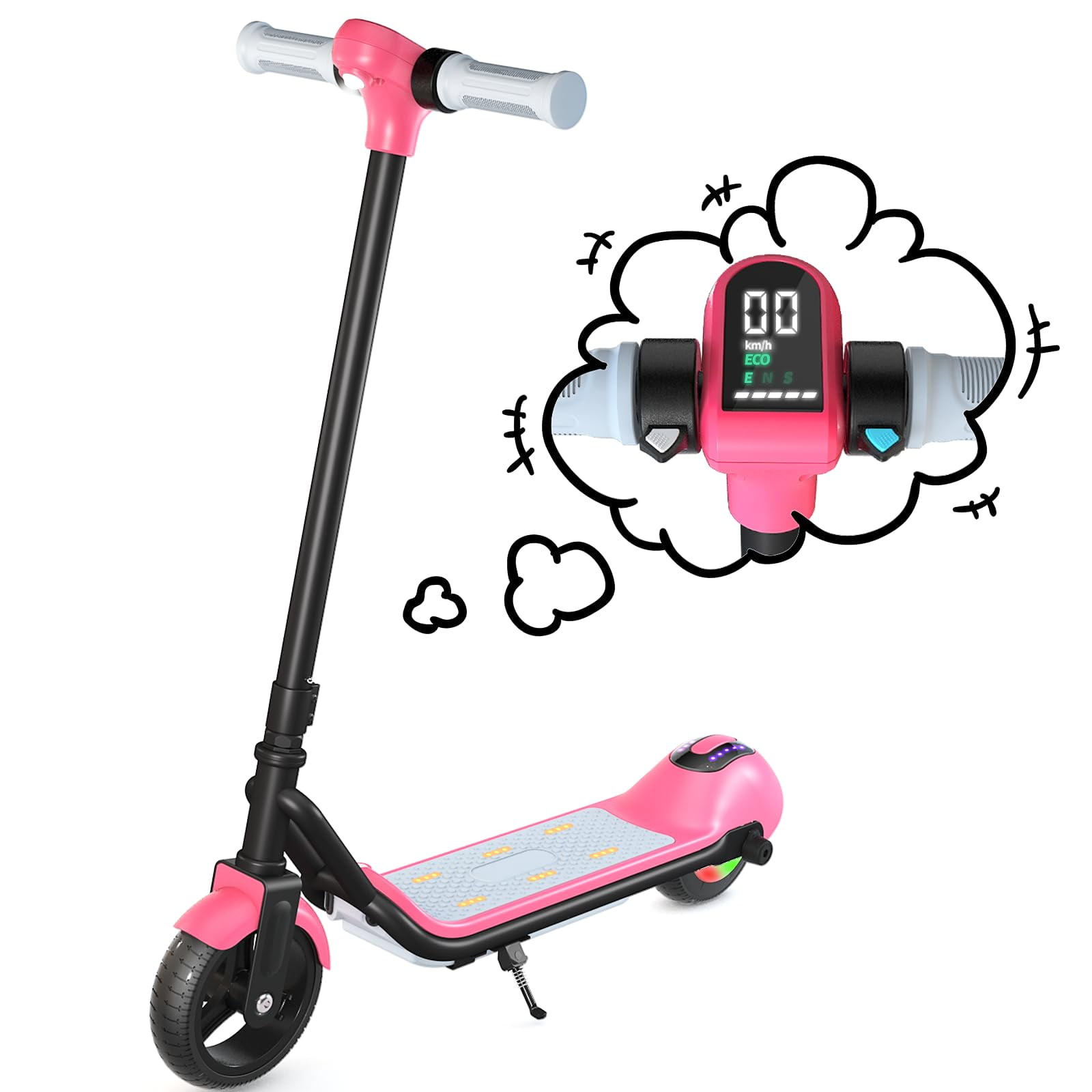 Electric Scooter for Kids, Pro E-Scooters with White Front Light and ...