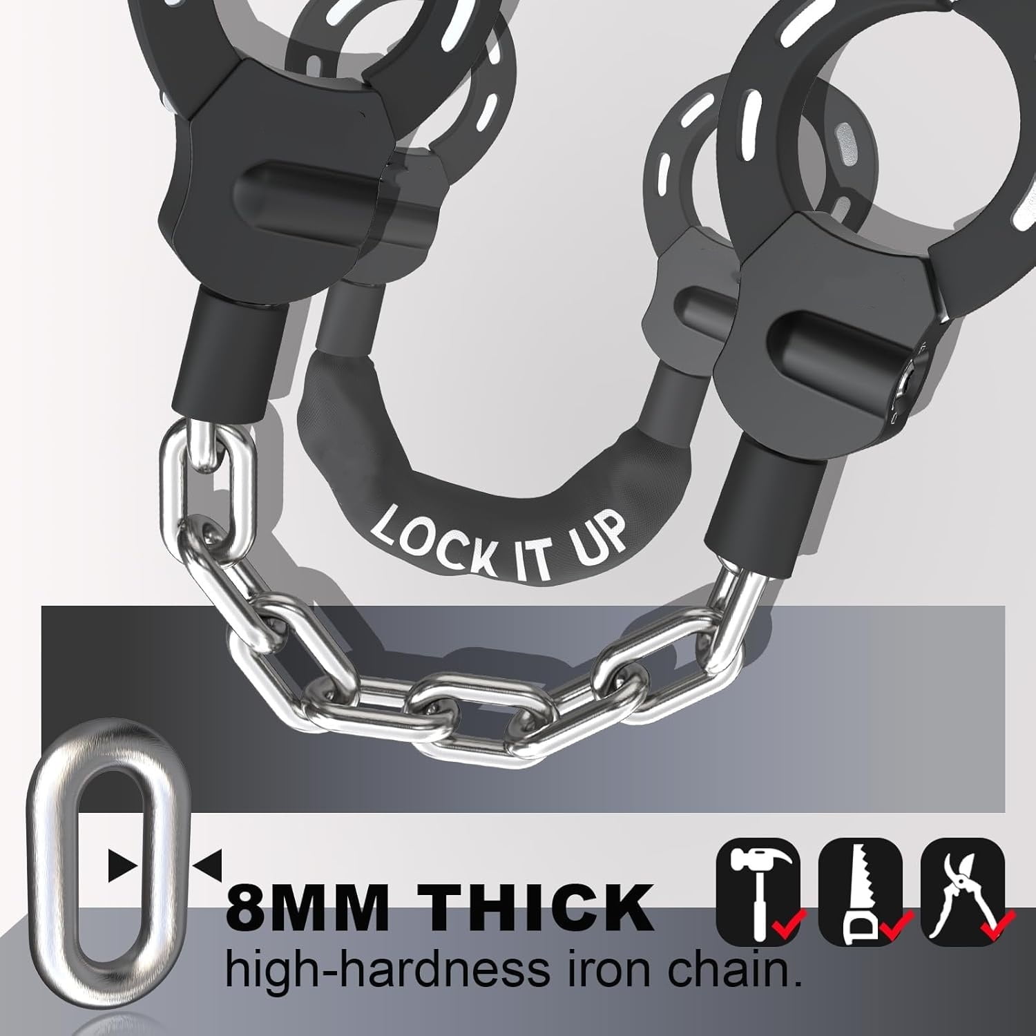 Electric Scooter Lock, 8mm Chain Lock Bike Locks Heavy Duty Anti Theft with 3 Keys for E-Bike ...