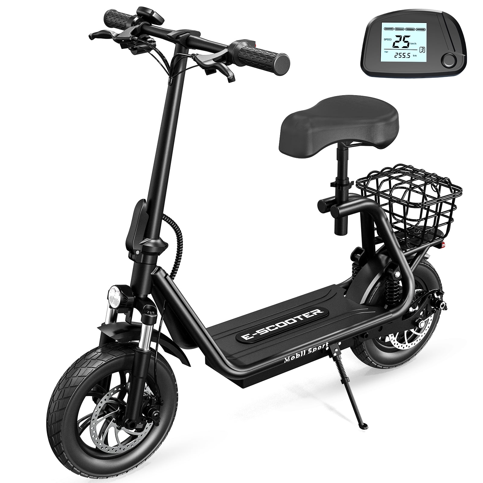 Electric Scooter Seat, 500W Powerful Motor, 24MPH, 22Miles Range, Dual ...