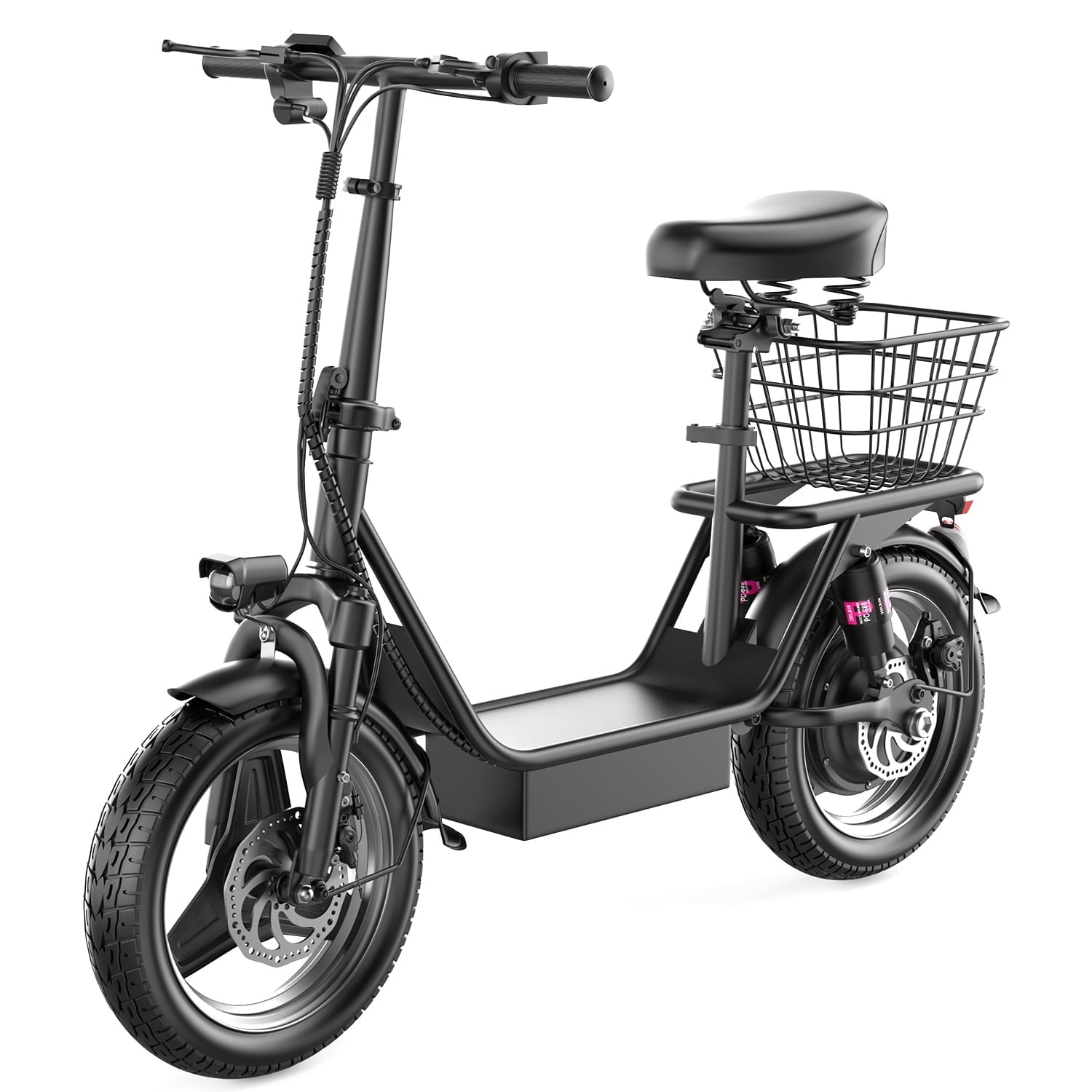 Electric Scooter with Seat, 650W Peak Motor, 14" Tire, 48V 15AH ...