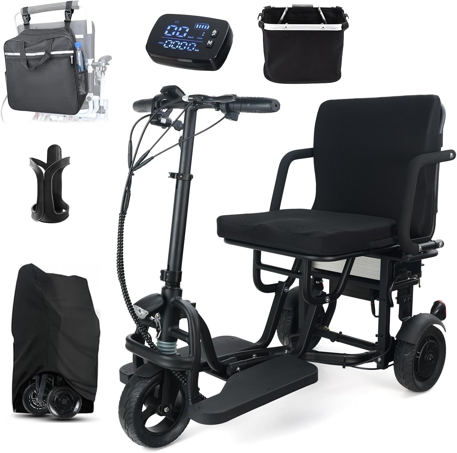 Electric Scooter for Adult, Portable Mobility Scooters with Automatic ...