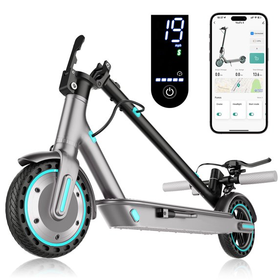 Electric Scooter for Adults - 350W Motor 8.5" Solid Tires, up to 19MPH ...