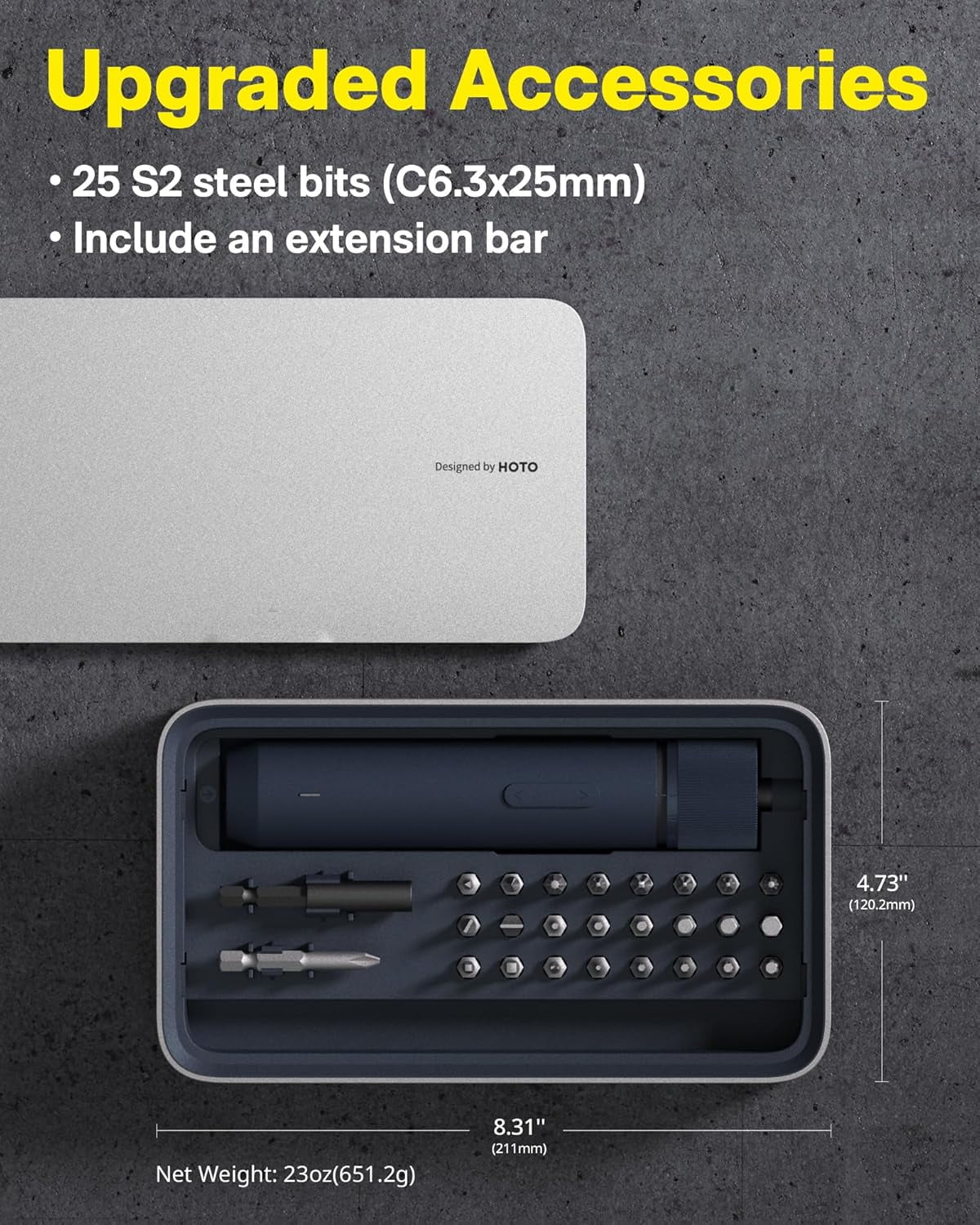 Electric Screwdriver Kit, Upgraded 1/4'' Hex 25 Bits, Magnetic Lid ...