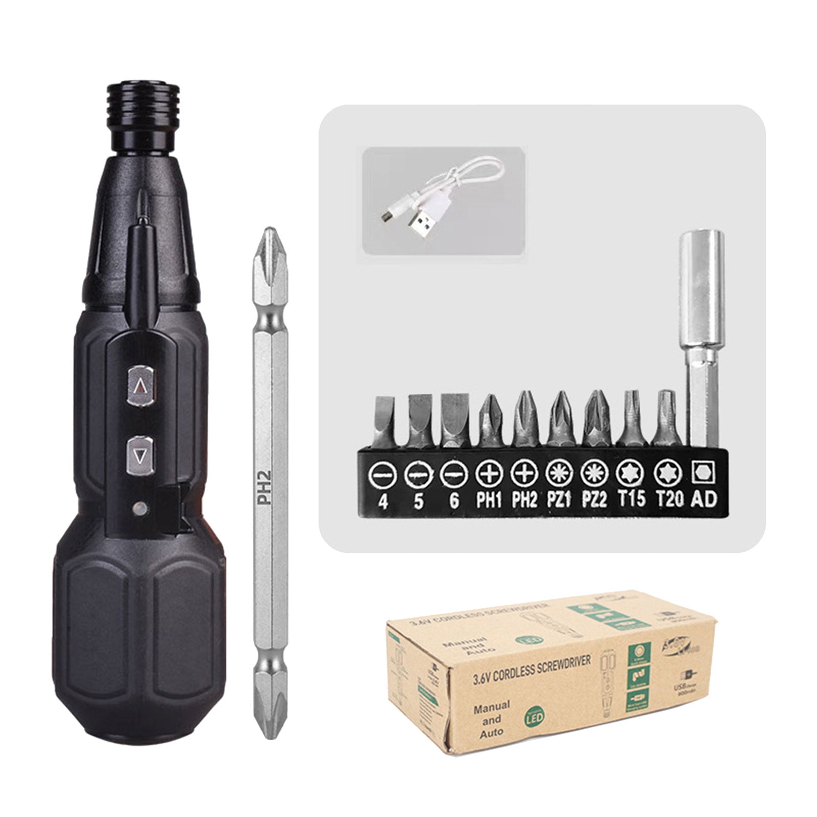 Electric Screwdriver Set 3.6V Cordless Screwdriver LED Shadowless ...