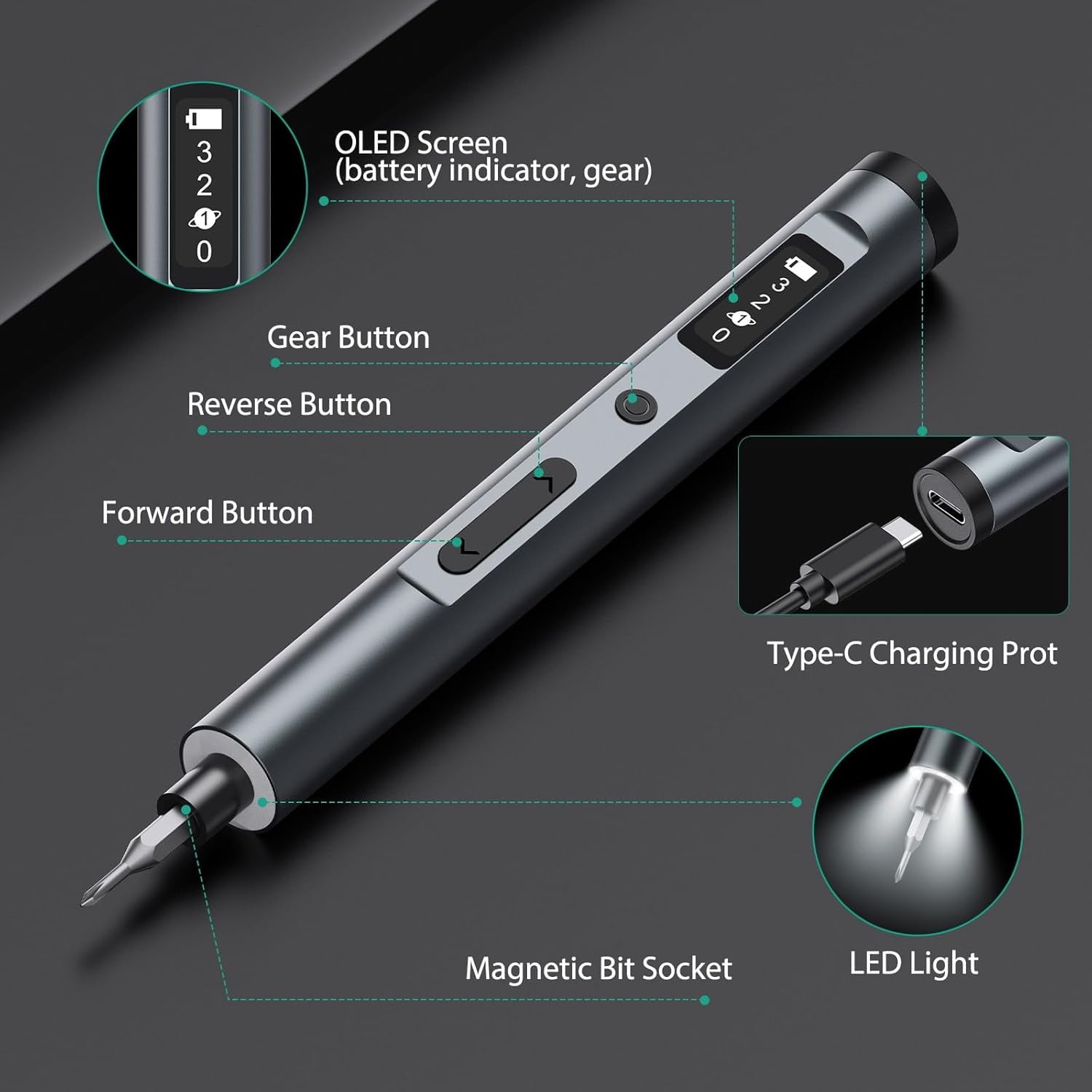 Electric Screwdriver Set - 62 in 1 Precision Kit with 60 Bits ...