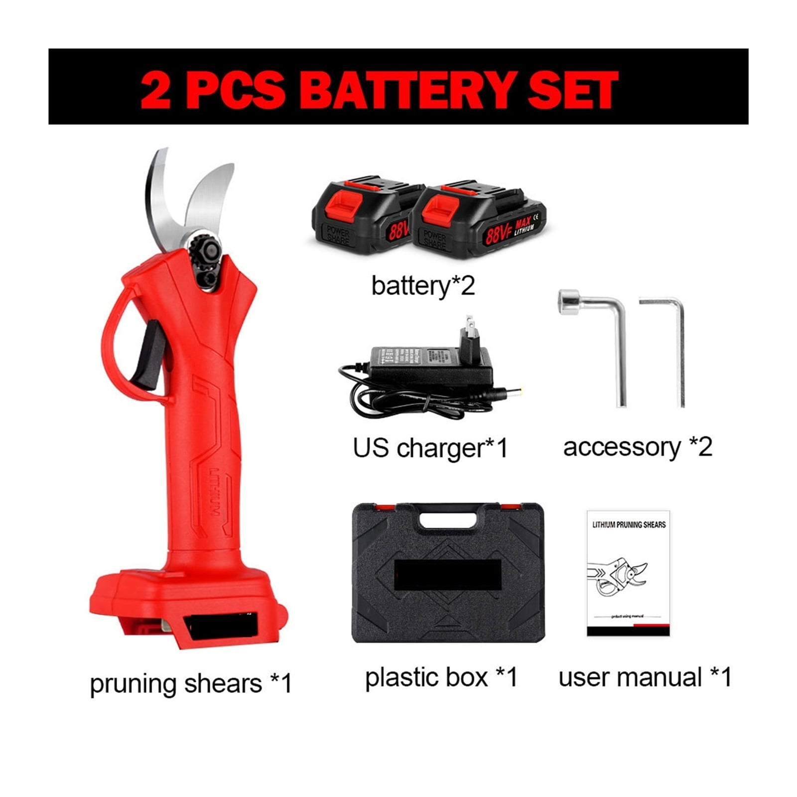 Electric Secateurs, 1000W 4 Gear Cordless Pruner Shear Efficient Fruit ...