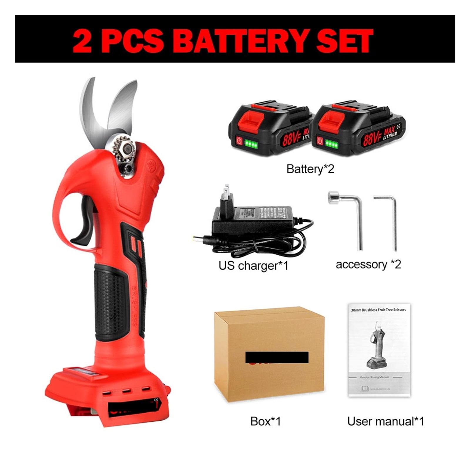 Electric Secateurs, Brushless Cordless Pruning Shear 40mm Efficient ...