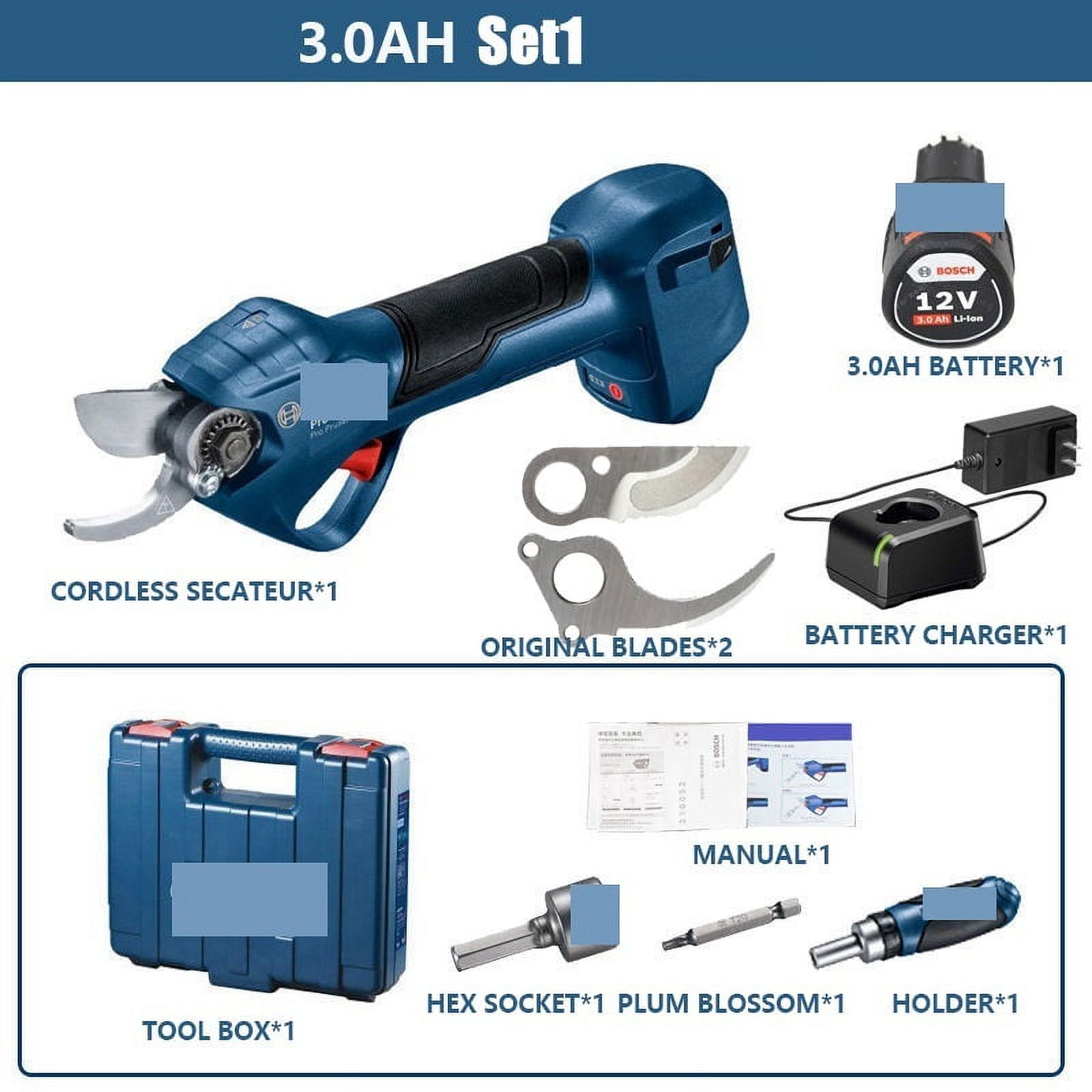 Electric Secateurs, Cordless Pruning Shears 12V Electric Scissors Tree ...