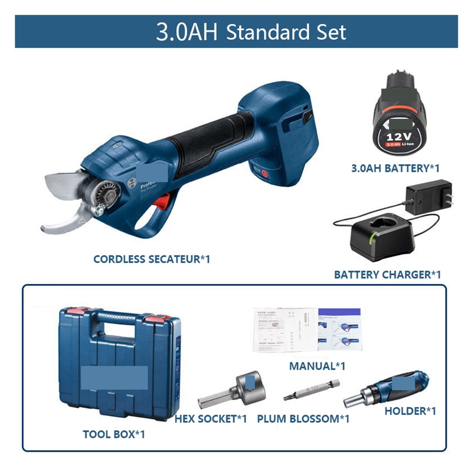 Electric Secateurs, Cordless Pruning Shears 12V Electric Scissors Tree ...