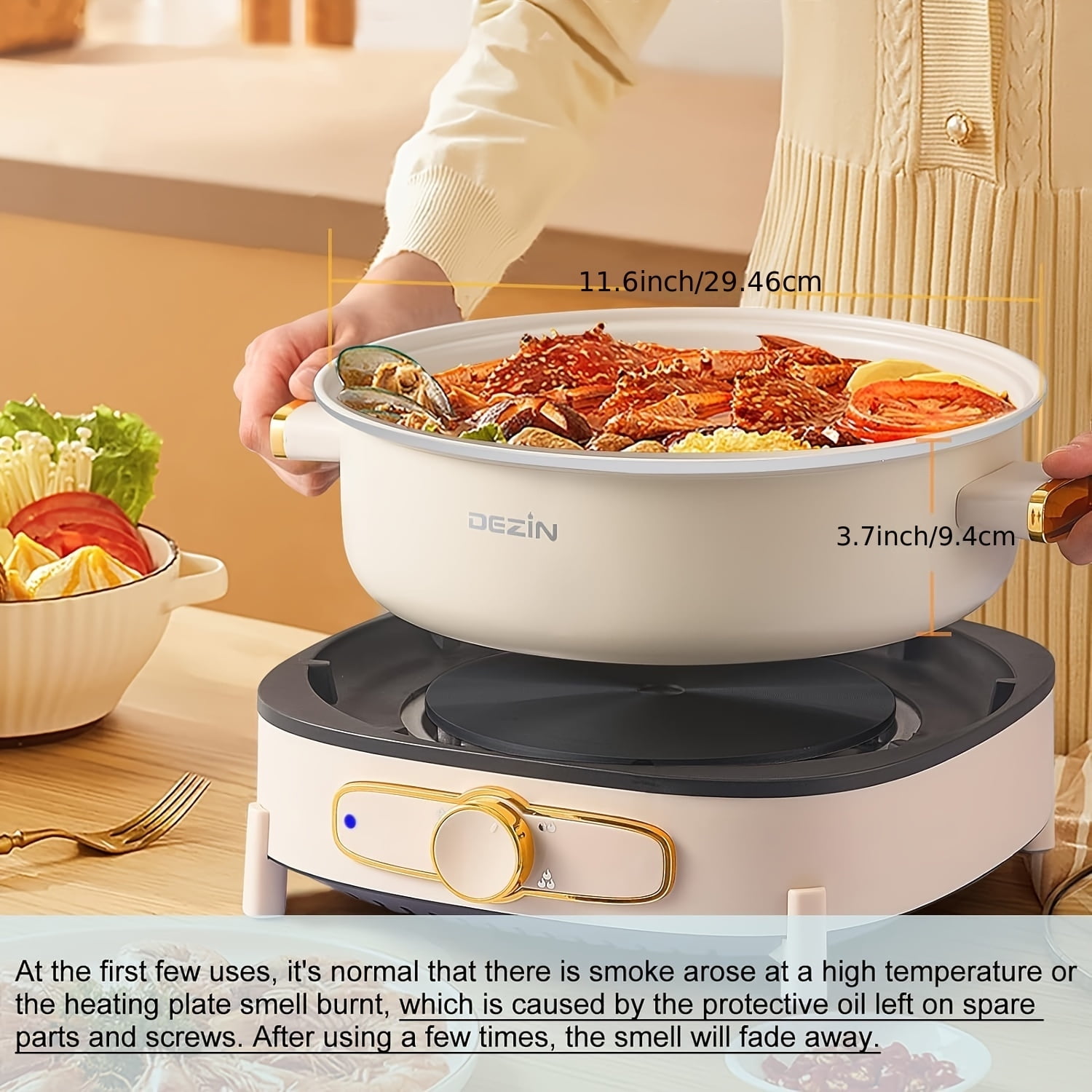 Electric Shabu Shabu Pot with Removable Pot, 1.32gal Non-Stick Hot Pot ...