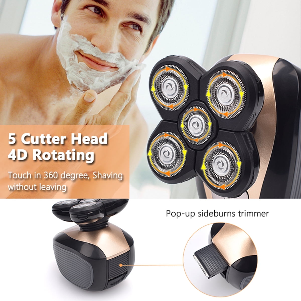 Electric Shaver for Bald Men 5 in 1 Professional Mens Razors Rotary ...