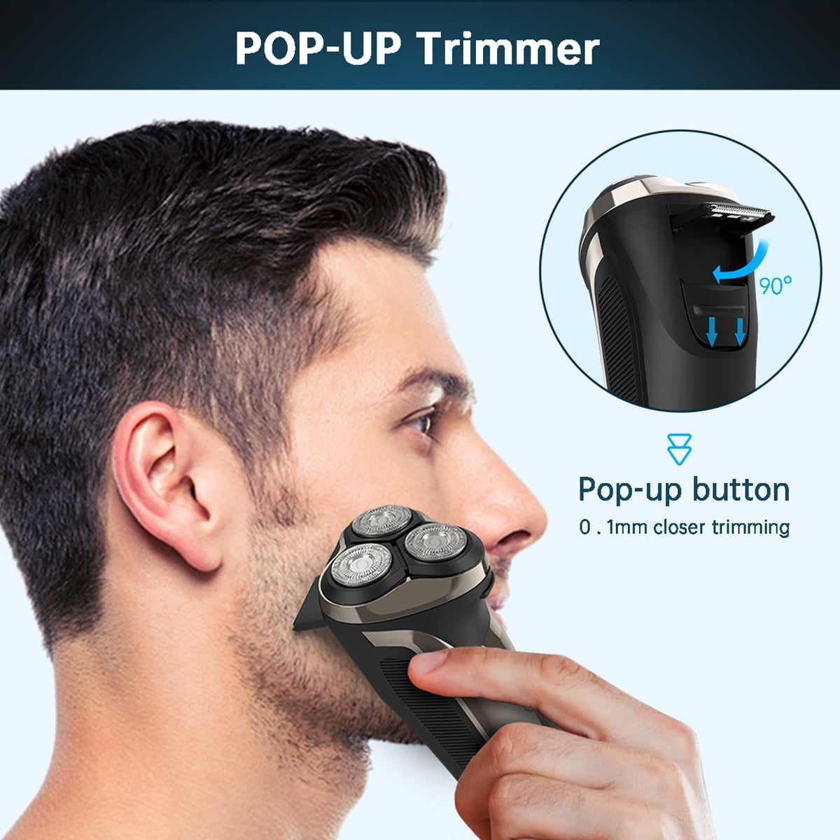 Electric Shaver, IPX7 Waterproof Electric Razor Dry Wet Rotary Face ...