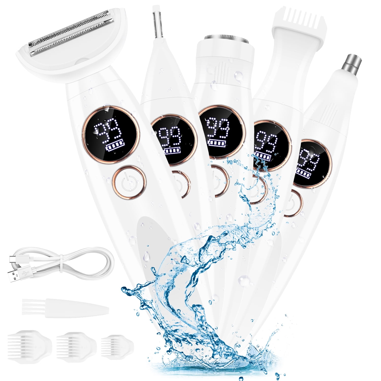 Electric Shaver for Women, 5 in 1 Cordless Women Electric Razor with ...