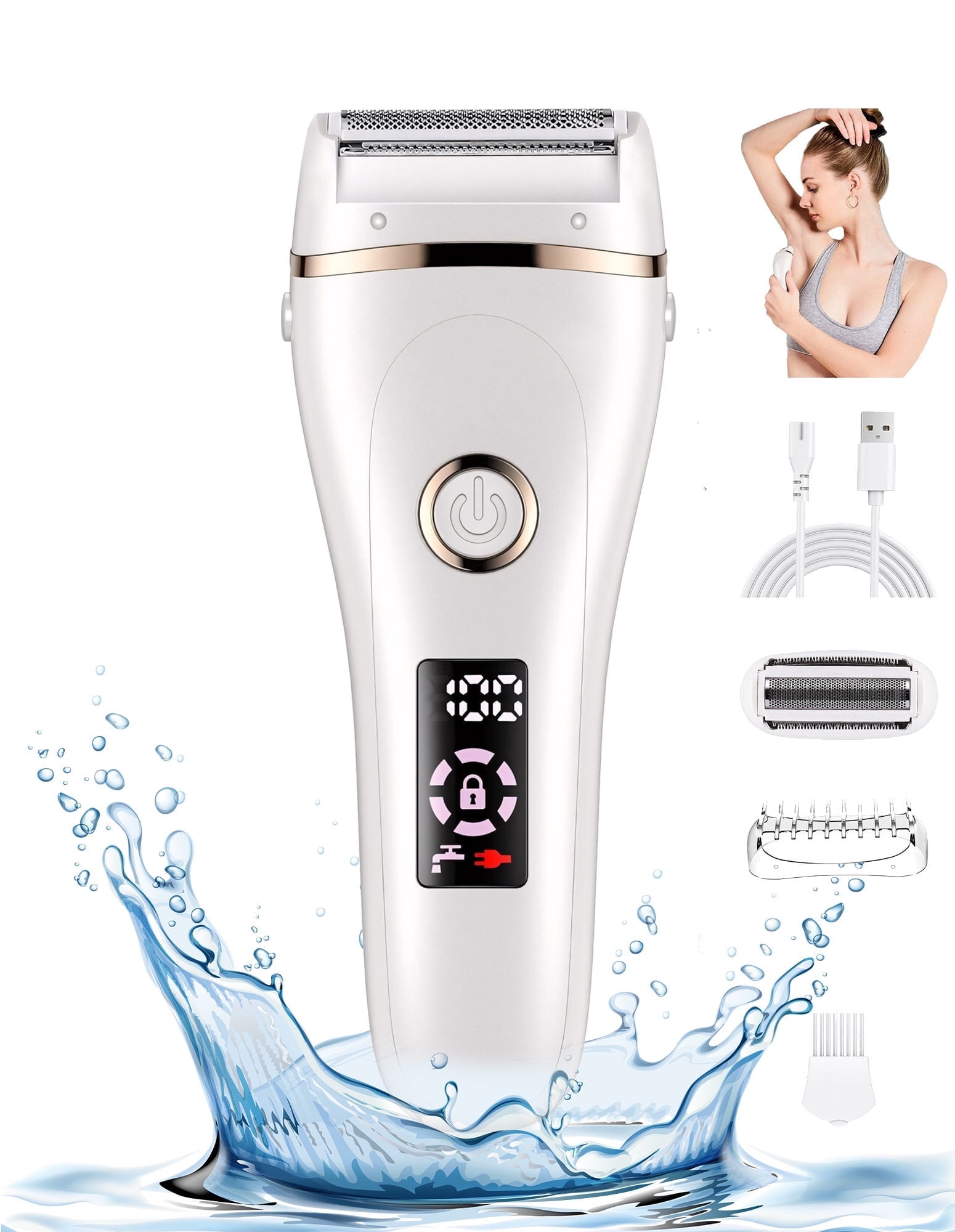 3 in 1 PX6 Waterproof Cordless Electric Shaver for Women, Arm, Leg ...