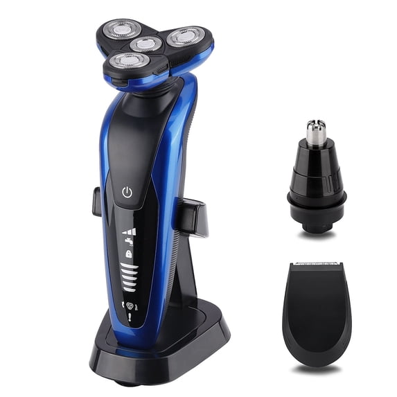 Rechargeable Men's Electric Shaver, 4 Rotating Heads, Wet & Dry ...
