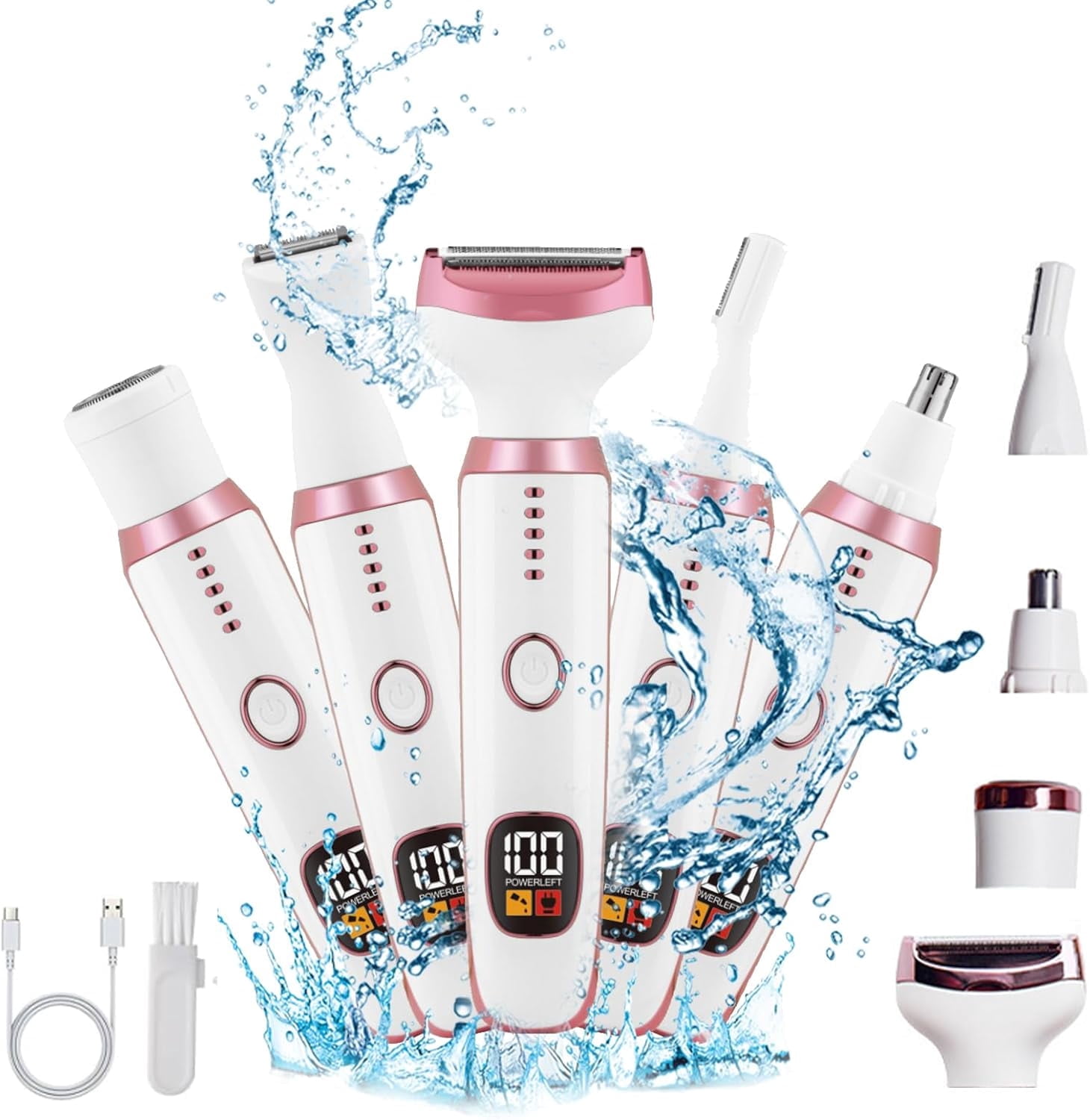 Electric Shavers for Women, MichPong 5-in-1 Hair Trimmer Rechargeable ...