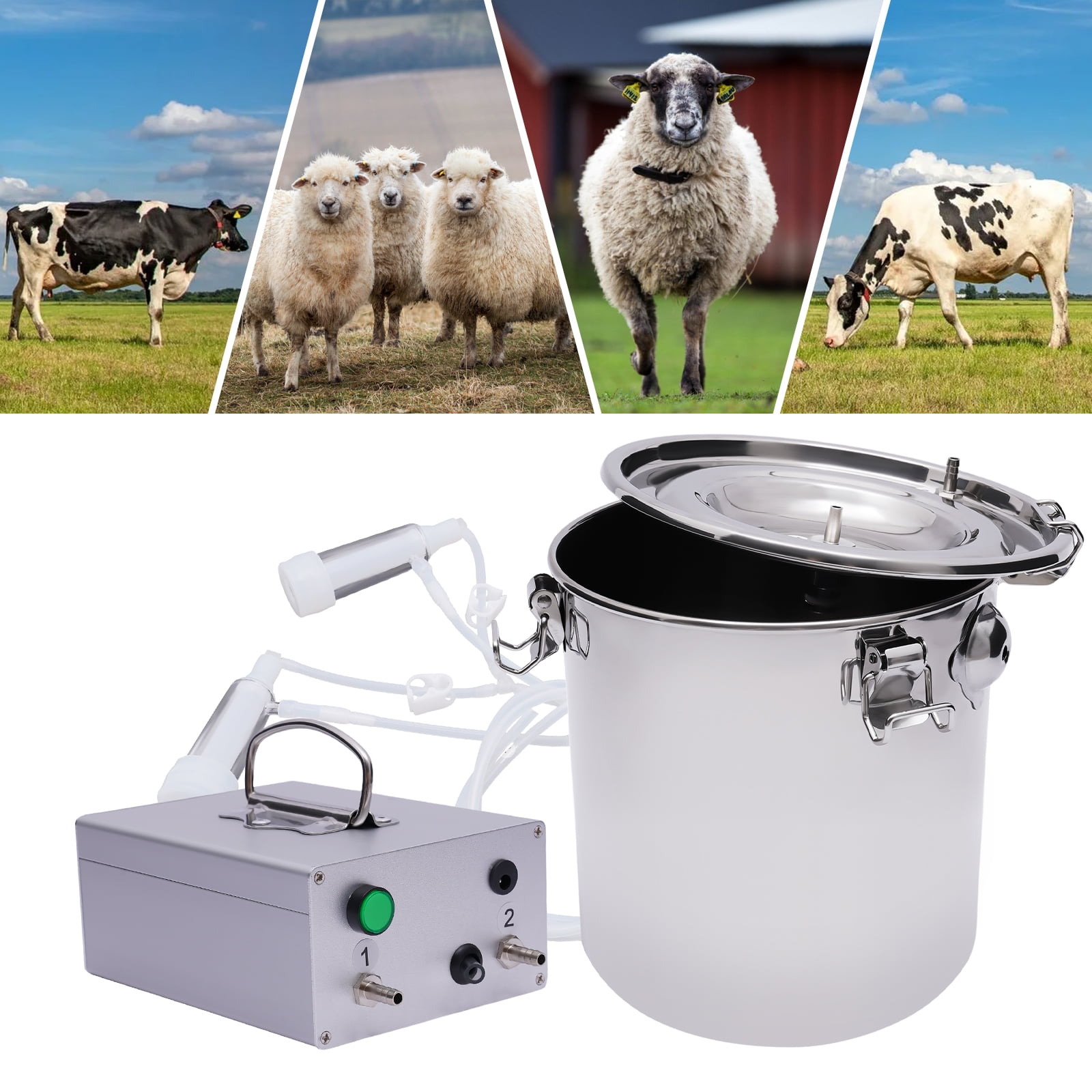 Electric Sheep Goat Milking Machine with Stainless Steel Bucket, 5L ...
