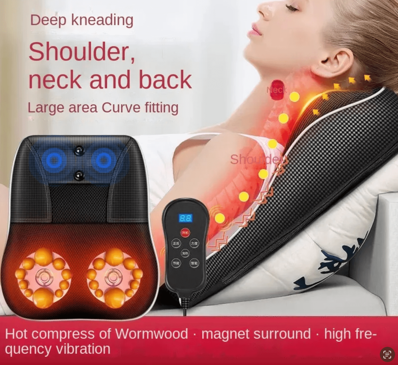 Electric Shiatsu Head Neck Cervical Traction Body Massager Car Back ...