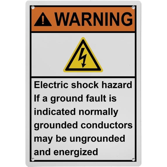 Electric Shock Hazard Ground Fault Sign, Industrial Electrical Warning ...
