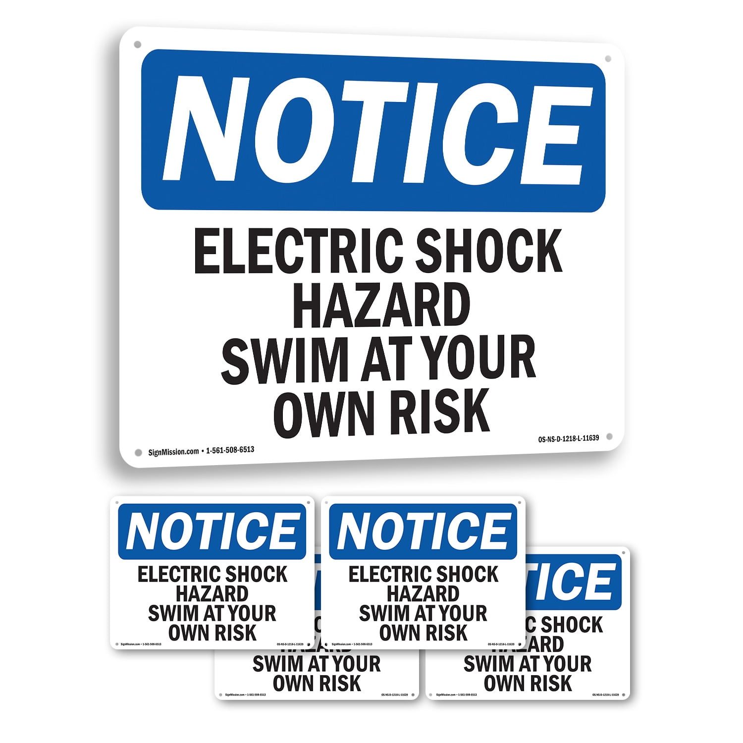 Electric Shock Hazard Risk Swim At Your Own Risk OSHA Notice Rigid ...