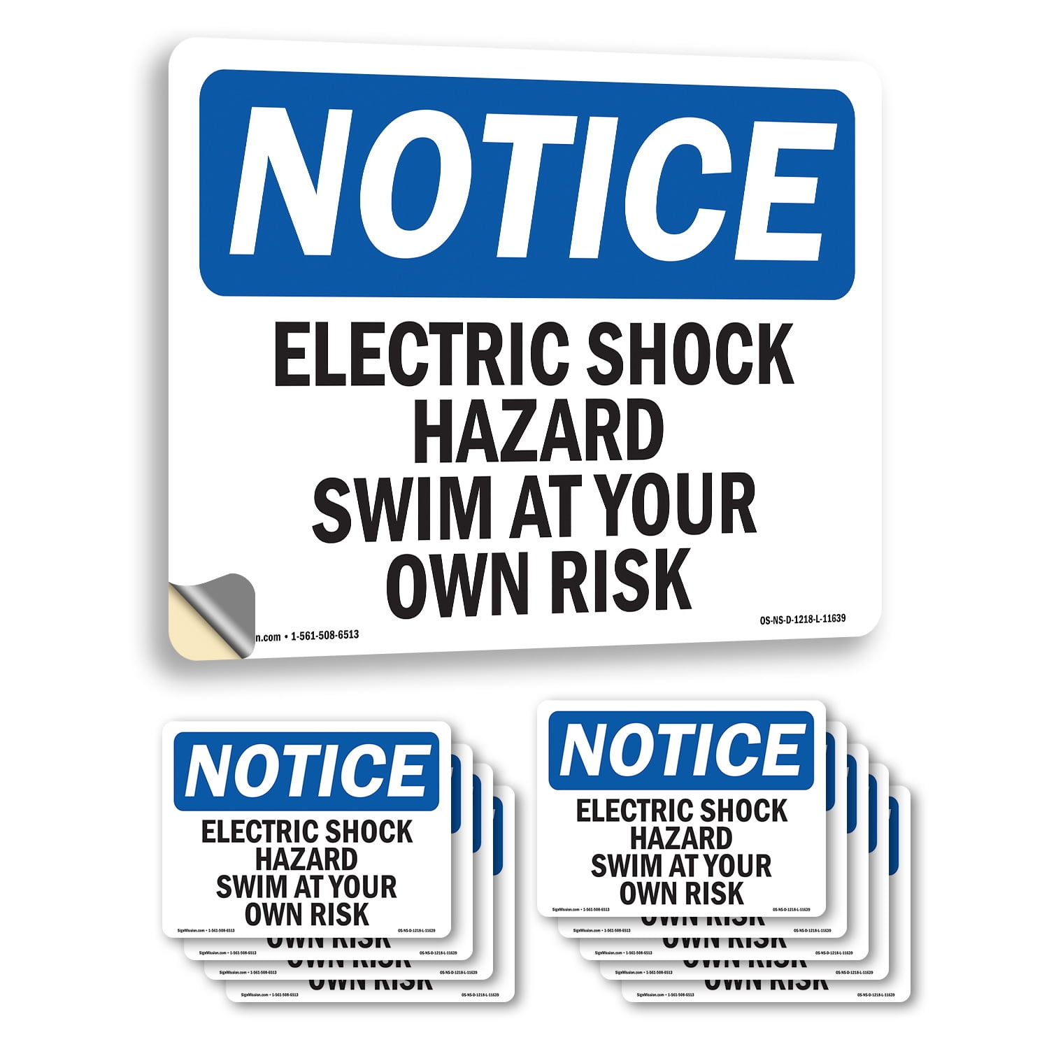 Electric Shock Hazard Risk Swim At Your Own Risk OSHA Notice Vinyl ...