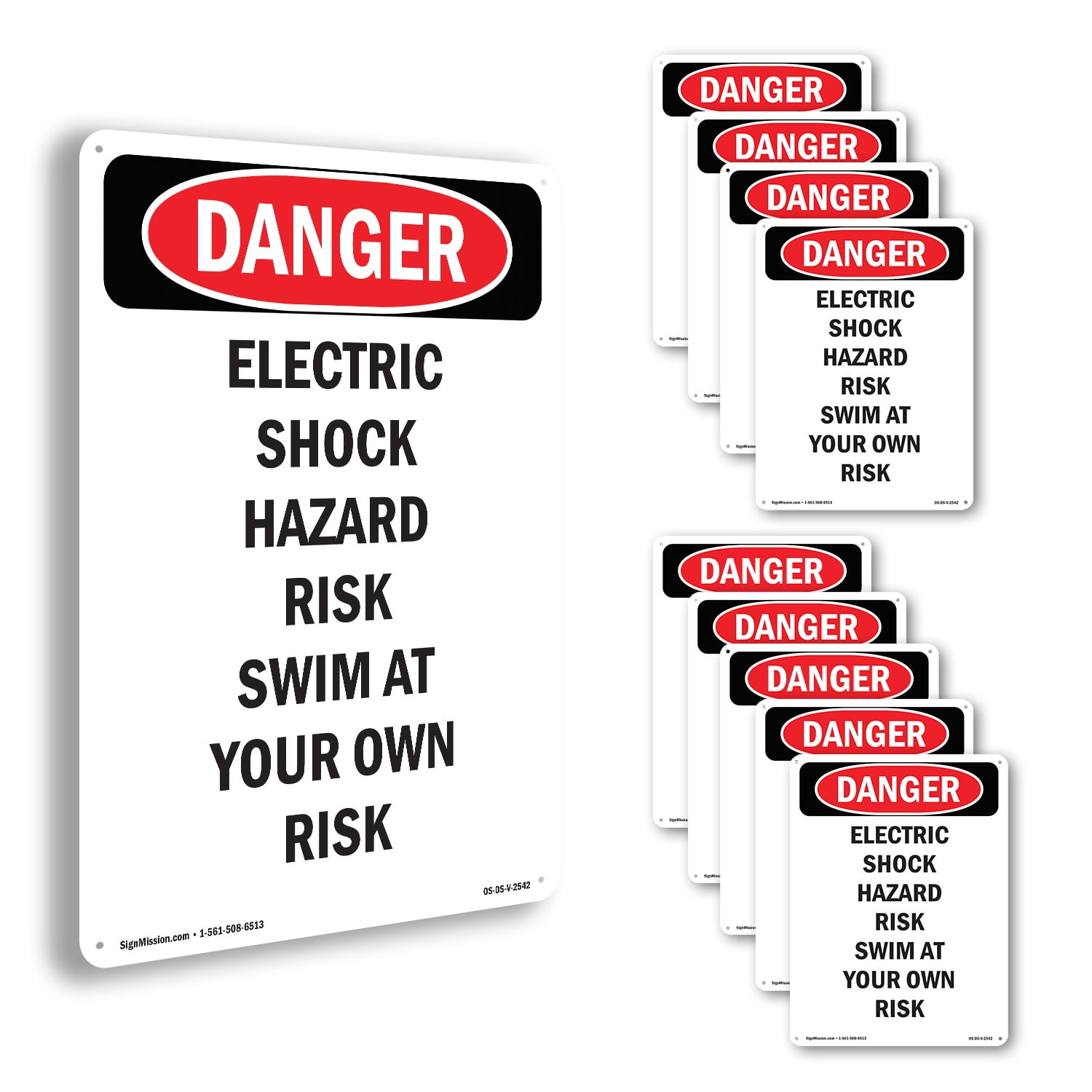 Electric Shock Hazard Risk Swim OSHA Danger Aluminum Sign 10 Inch x 7 ...