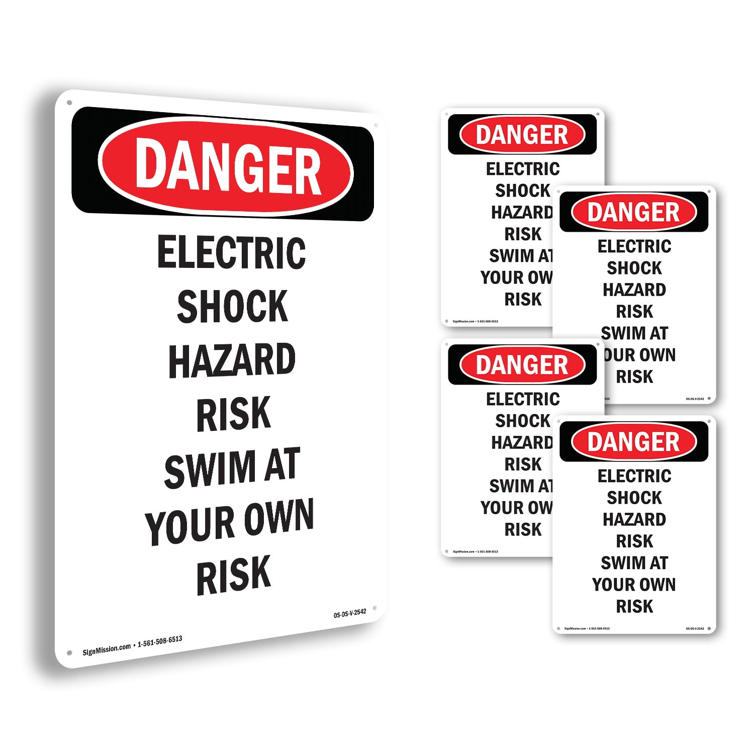 Electric Shock Hazard Risk Swim OSHA Danger Aluminum Sign 10 Inch x 7 ...