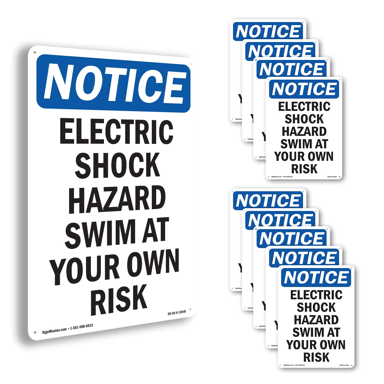 Electric Shock Hazard Risk Swim OSHA Notice Rigid Plastic Sign 24 Inch ...
