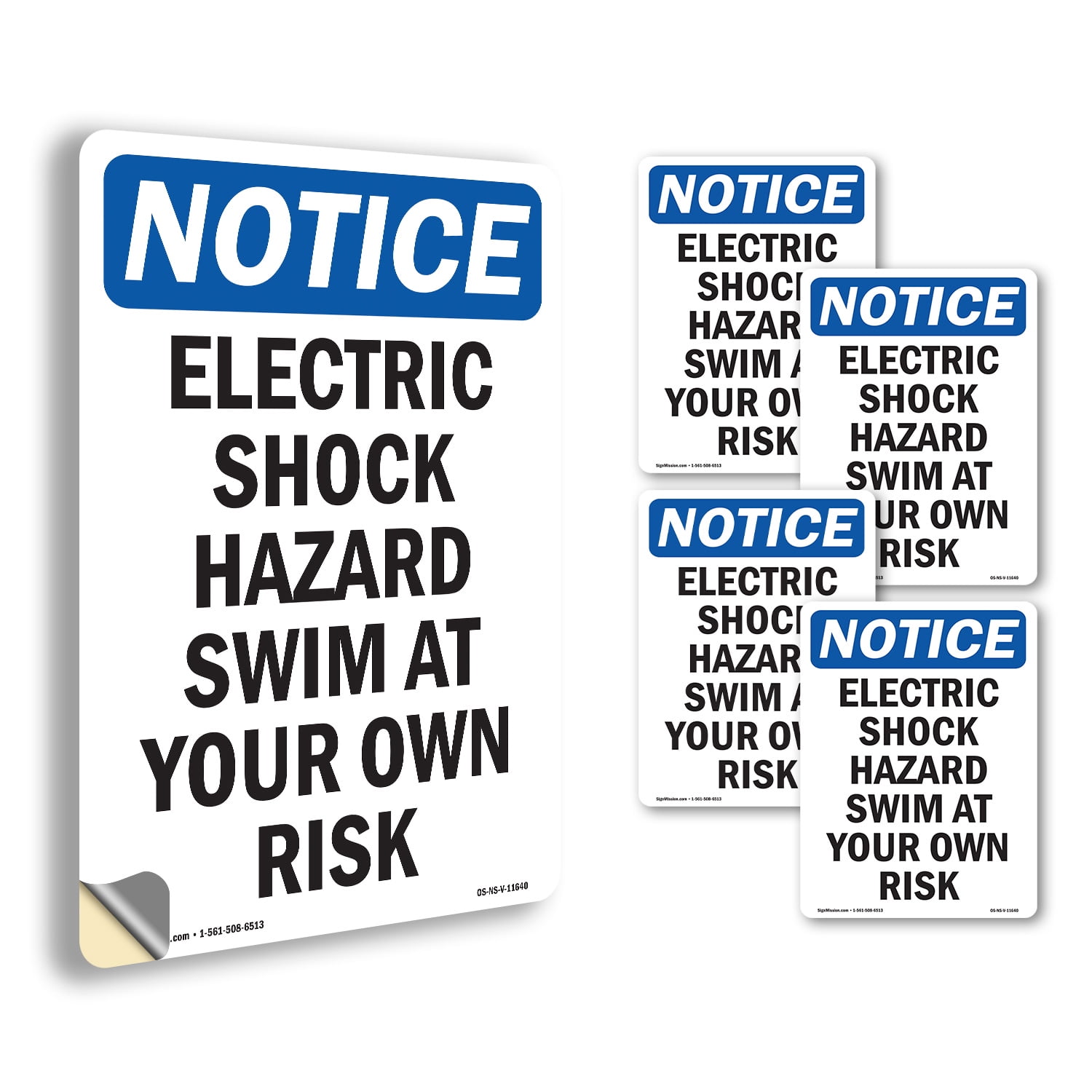 Electric Shock Hazard Risk Swim OSHA Notice Vinyl Decal Label 10 Inch x ...