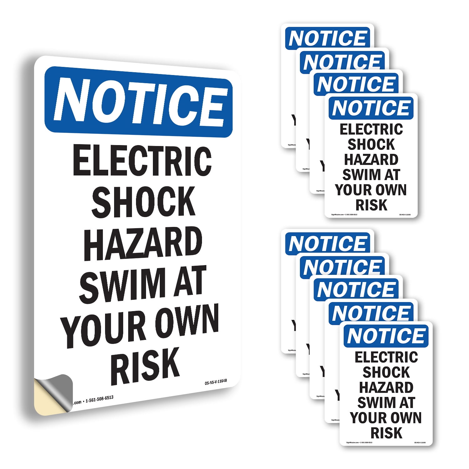 Electric Shock Hazard Risk Swim OSHA Notice Vinyl Decal Label 18 Inch x ...