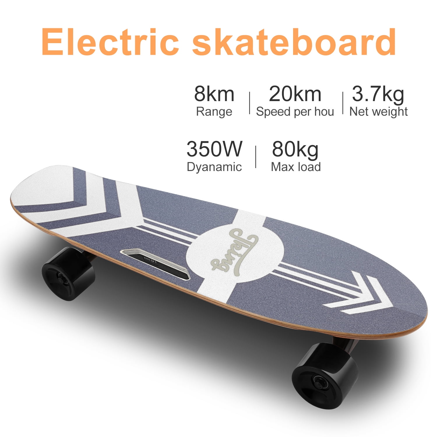 DEVO 350W Electric Skateboard, Wireless Remote, 12.4MPH Speed, 8 Miles ...