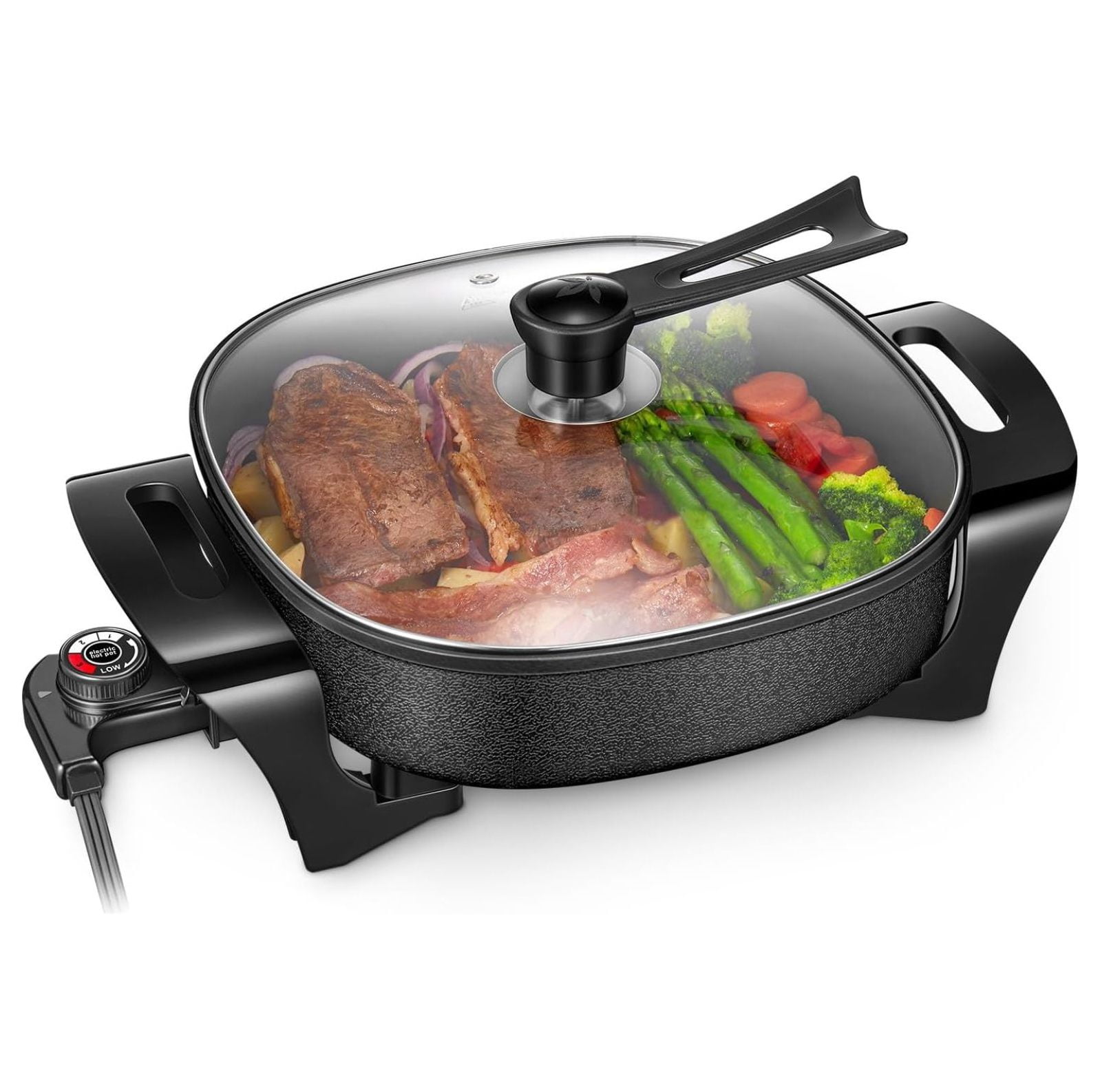 Electric Skillet, 12 Inch Deep Non Stick Electric Frying Pan with ...